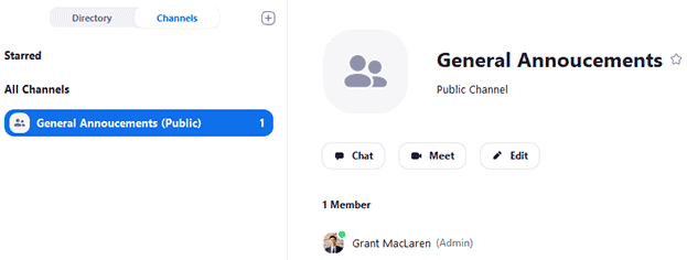Creating and using chat channels in Zoom